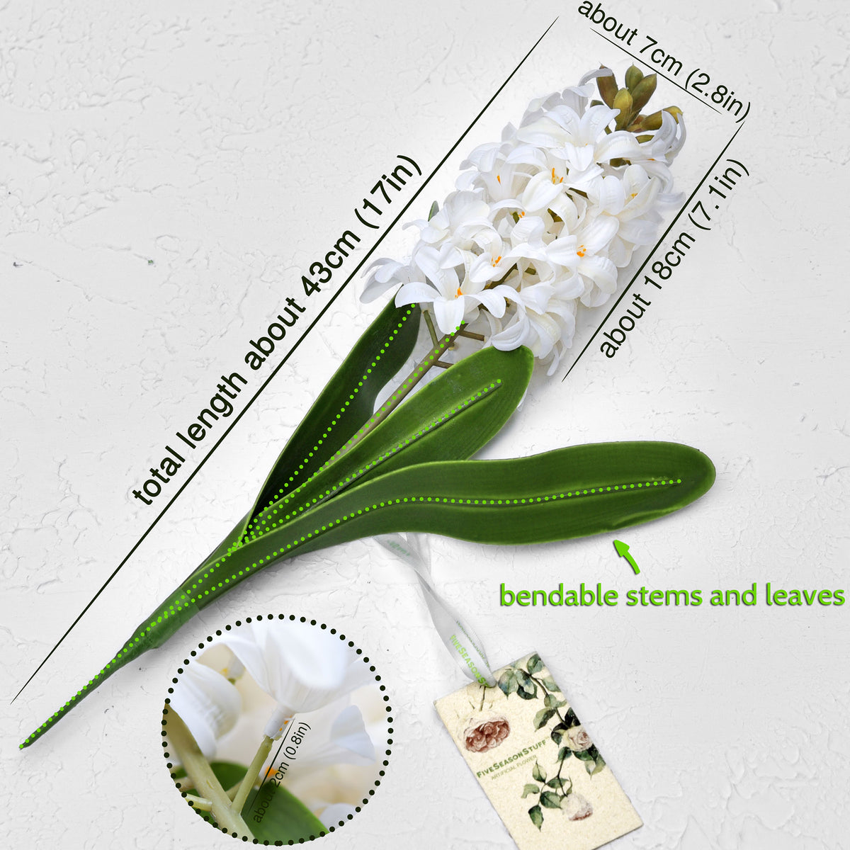 Real Touch Hyacinth (Blossom White) Artificial Flowers ‘Petals Feel an – FiveSeasonStuff