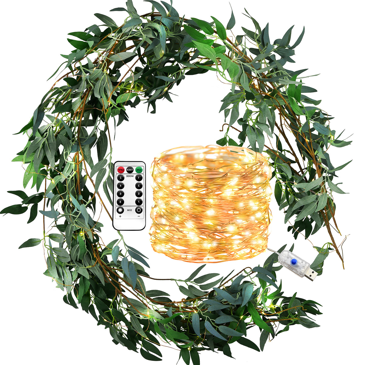 2 Mix Rustic Willow Garlands, Bendable Artificial Greenery Vine Leaves ...