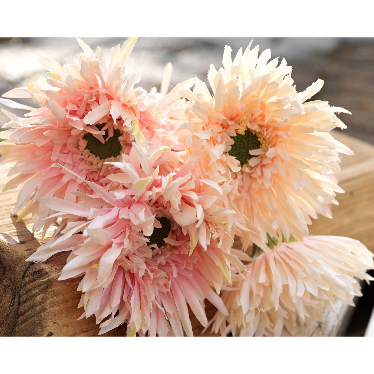 Mandys Pink Mix Spider Gerbera Daisies Silk Flowers Real Looking Artif ...