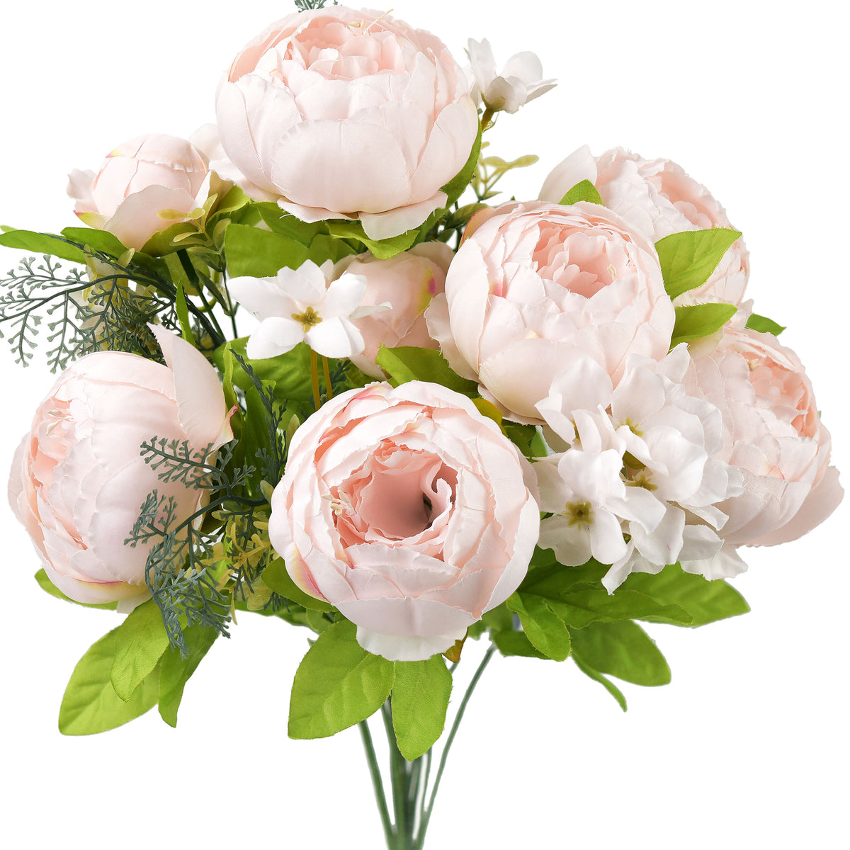 Soft Peach Pink Artificial Peony & Hydrangea Bouquet – FiveSeasonStuff