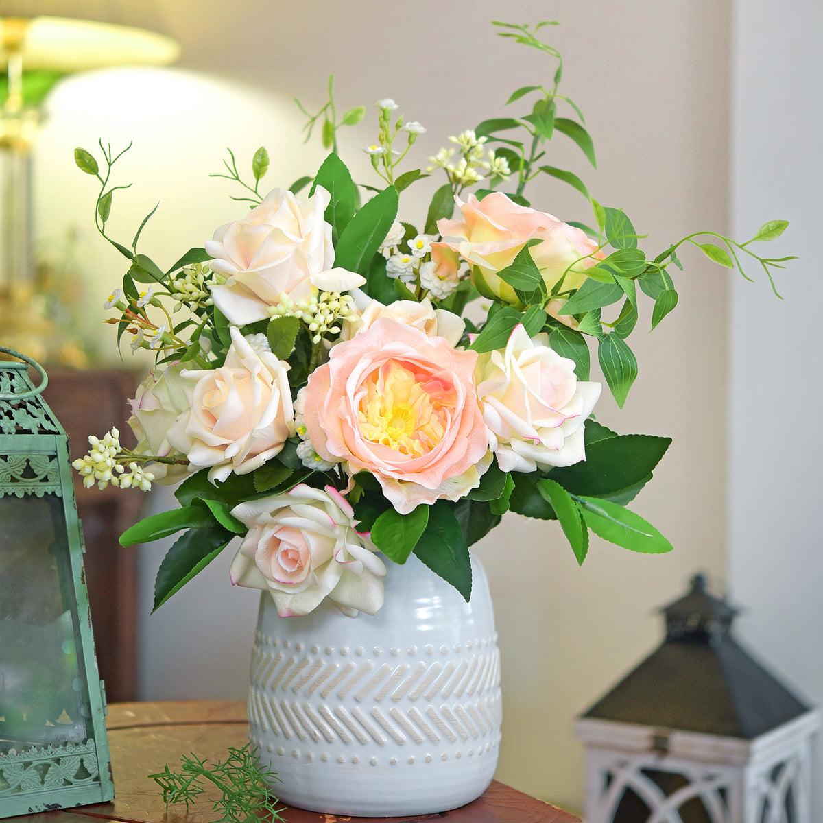 Sundown Pink Real Touch Garden Roses Large Blooms 2 Long Stems ...