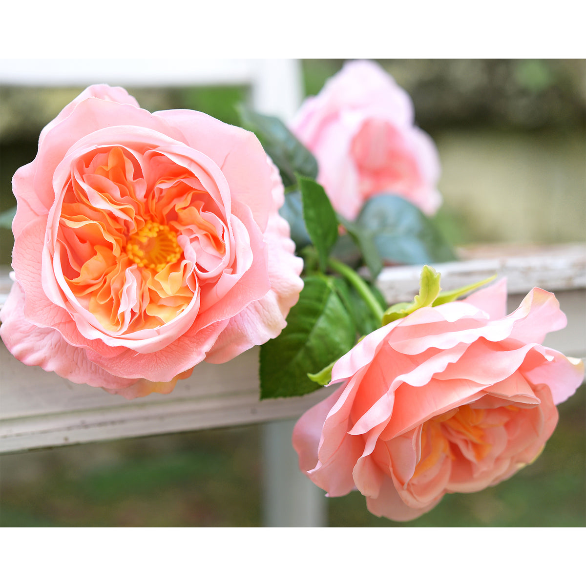 Soft Pink Real Touch Garden Roses Large Blooms 2 Long Stems ...