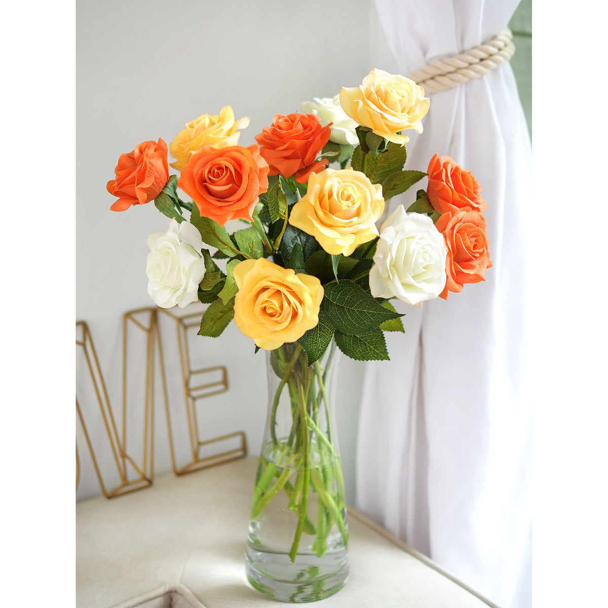 ''Always Sunny'' Rose Bouquet Artificial Flowers 12 Stems – FiveSeasonStuff