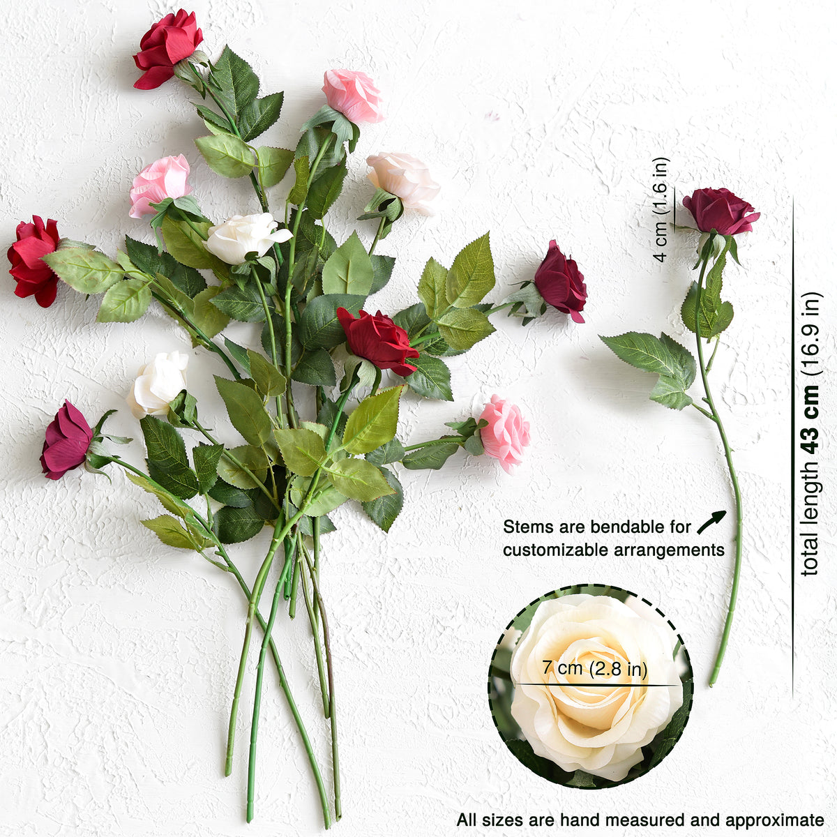 Artificial Flowers Real Touch Silk Roses 12 Stems (Rustic Pink) ‘Petal ...