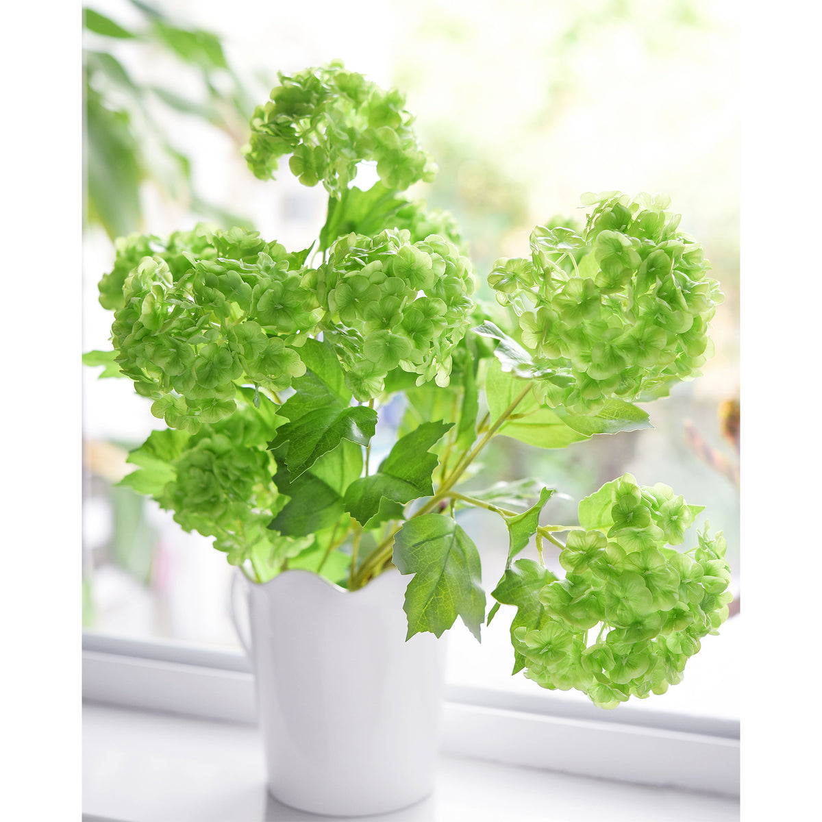 Kiwi Green Snowball Viburnum Long Stem Artificial Flowers 2 Stems ...