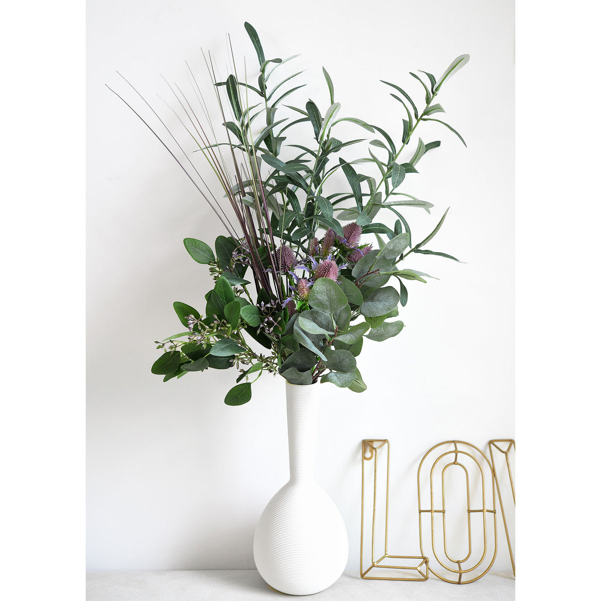 Mediterranean Dreamscape Mix Flower Bouquet Olive,Thistle and Eucalypt ...