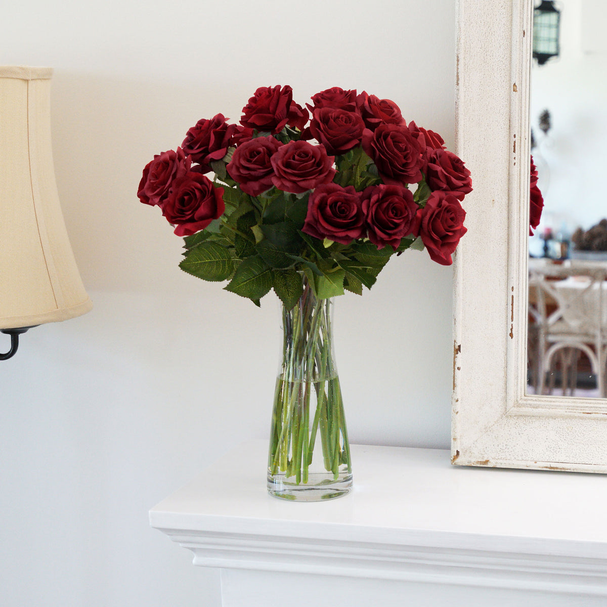 Artificial Flowers Real Touch Silk Roses 10 Stems (Scarlet Red ...