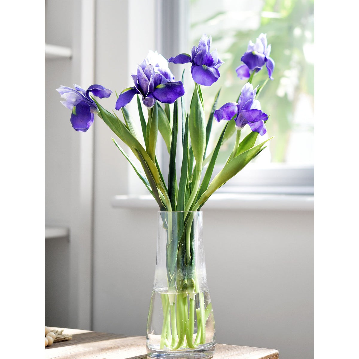 6 Long Stems Iris (Royal Purple) Real Touch Artificial Flower Bouquet ...