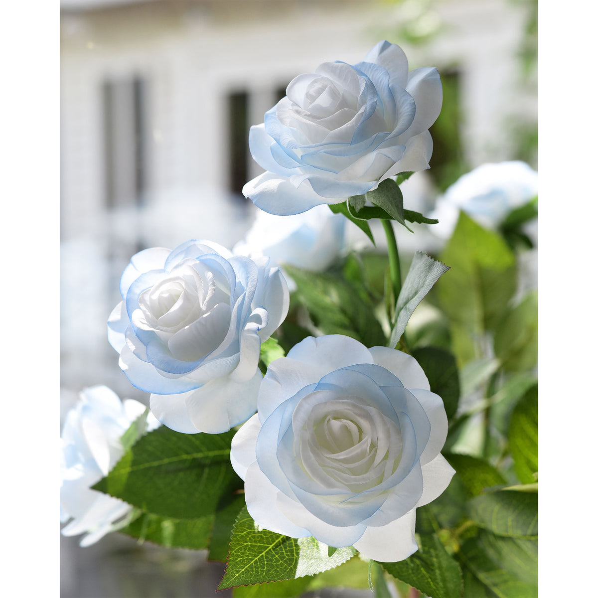 Real Touch Antarctic Icy Blue Roses Silk Artificial Flowers ‘Petals Fe ...