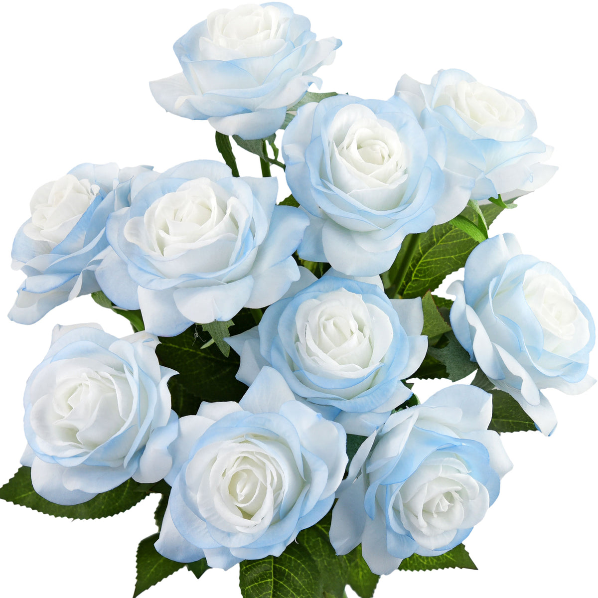 Real Touch Antarctic Icy Blue Roses Silk Artificial Flowers ‘Petals Fe ...