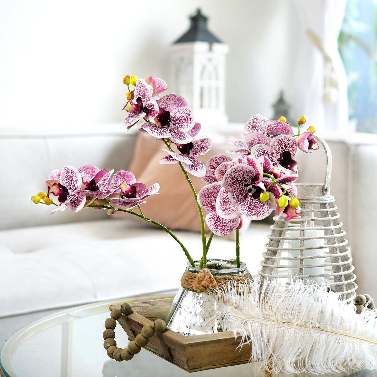 Light Magenta 2 Stems Real Touch Artificial Butterfly Orchids/Moth Orc ...