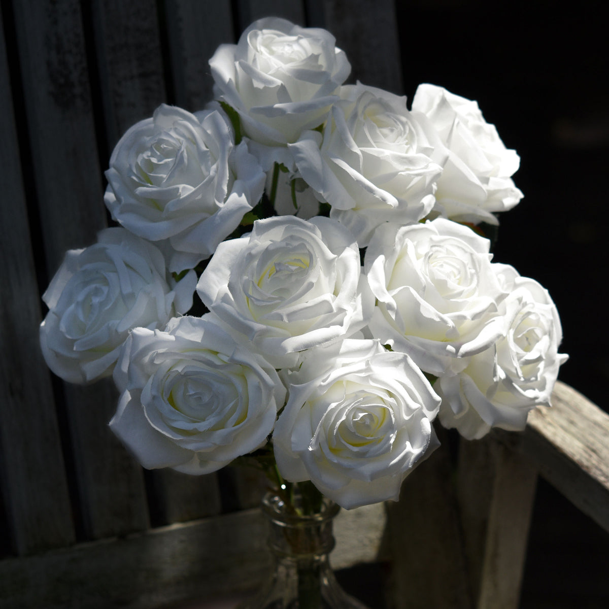 1 Bundle Full Bloom Silk White Roses Artificial Flowers, Home Décor, W ...