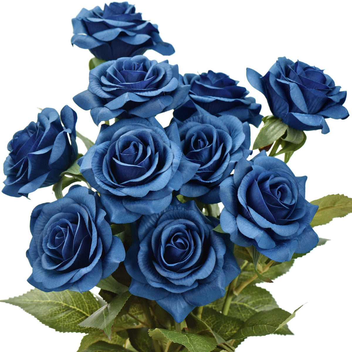 Real Touch 10 Stems Royal Blue Silk Artificial Roses Flowers ‘Petals F ...