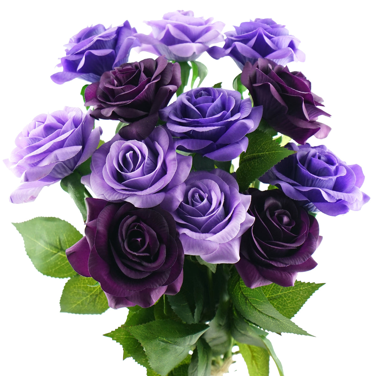 Real Touch 12 Stems Purple Mix Silk Artificial Roses Flowers ‘Petals F ...
