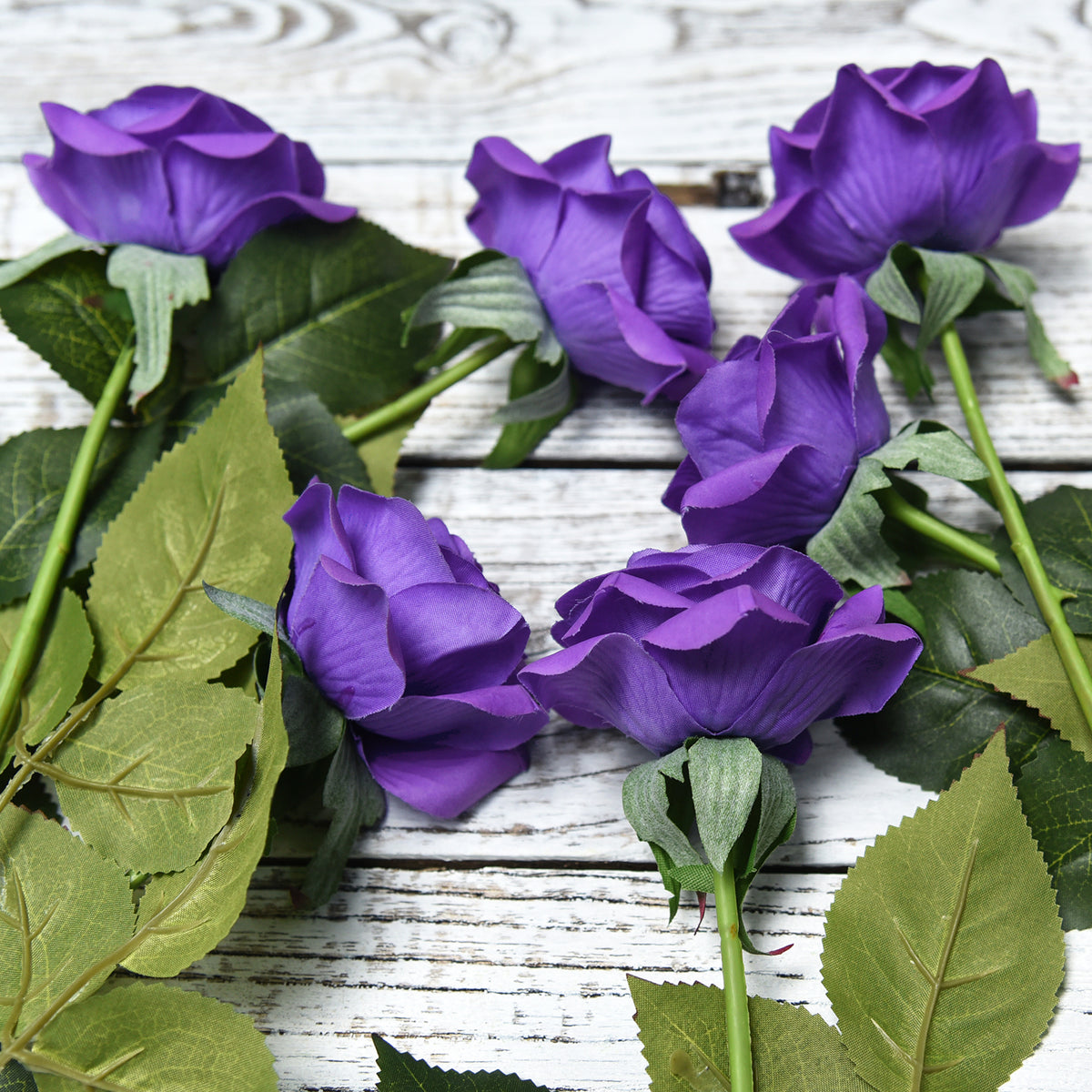 Real Touch 10 Stems Violet Silk Artificial Roses Flowers ‘Petals Feel ...