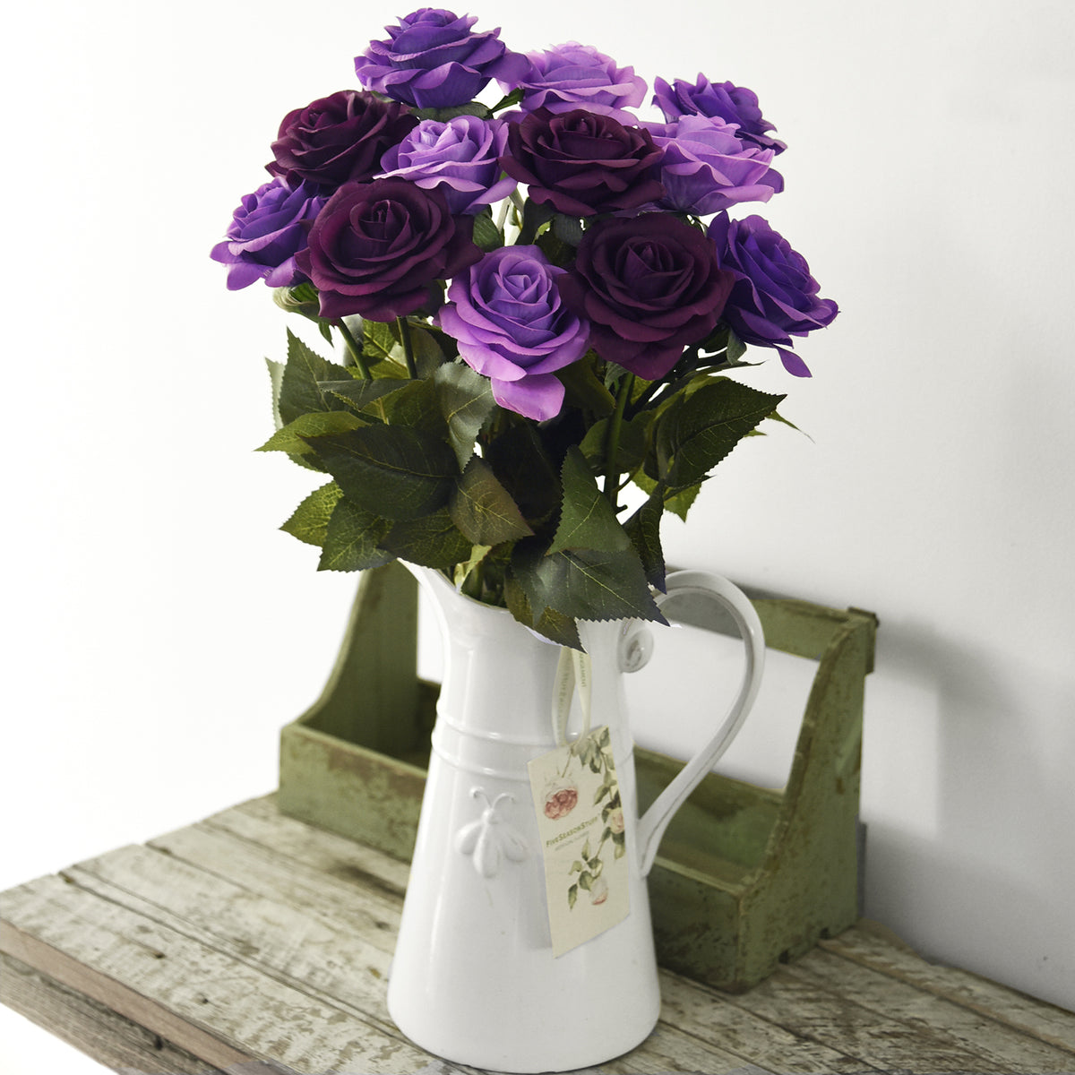 Real Touch 12 Stems Purple Mix Silk Artificial Roses Flowers ‘Petals F ...