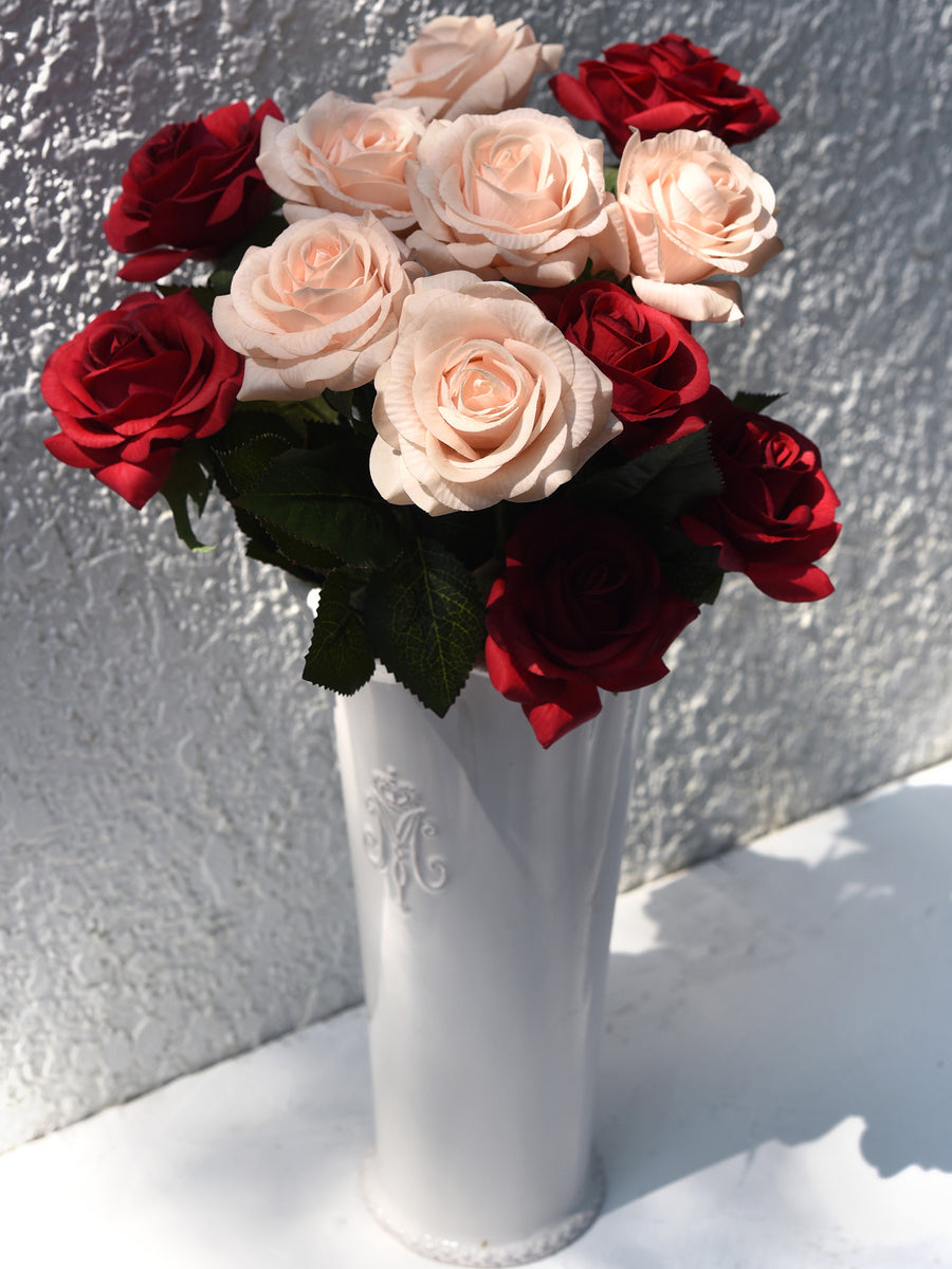 Real Touch 12 Stems "Pretty Charming" Mix Color Silk Artificial Roses ...