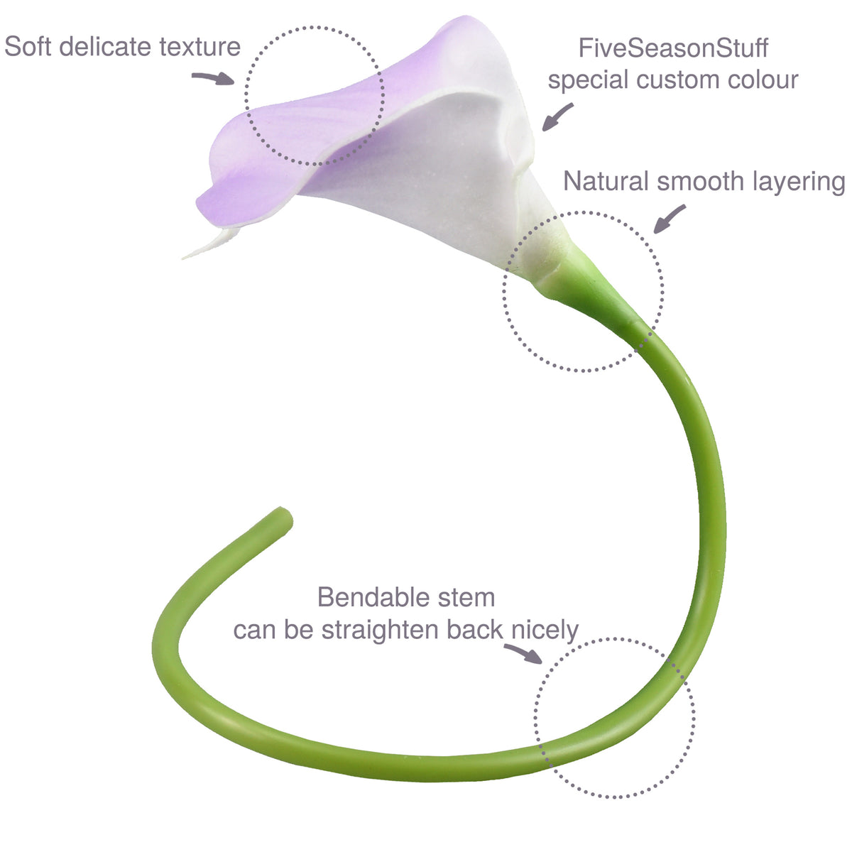 Pale Violet Real Touch Calla Lilies Artificial Flower Bouquet 10 Stems ...